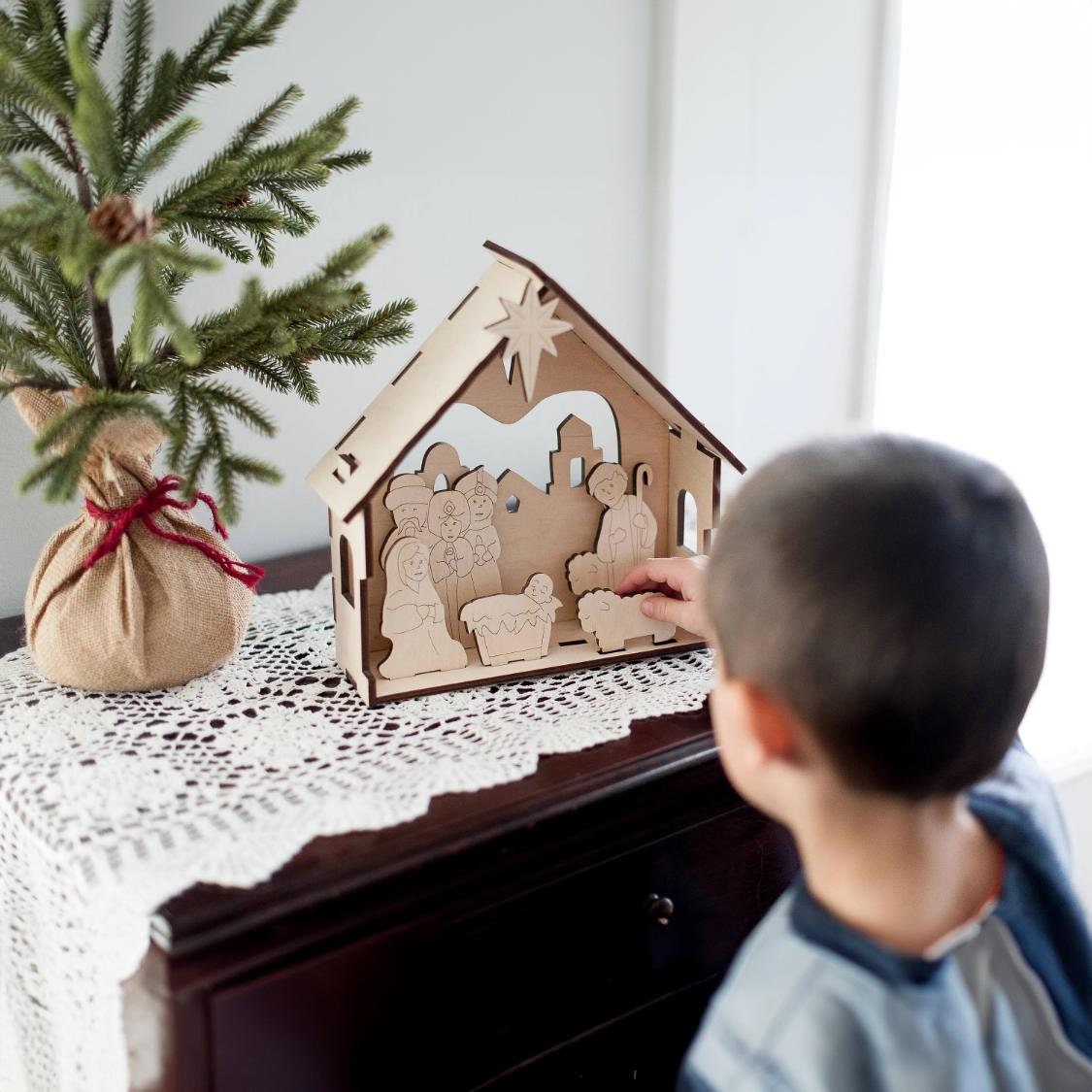 Large Christmas Nativity Set - 6 Characters, DIY Nativity Kit, Nativity ...