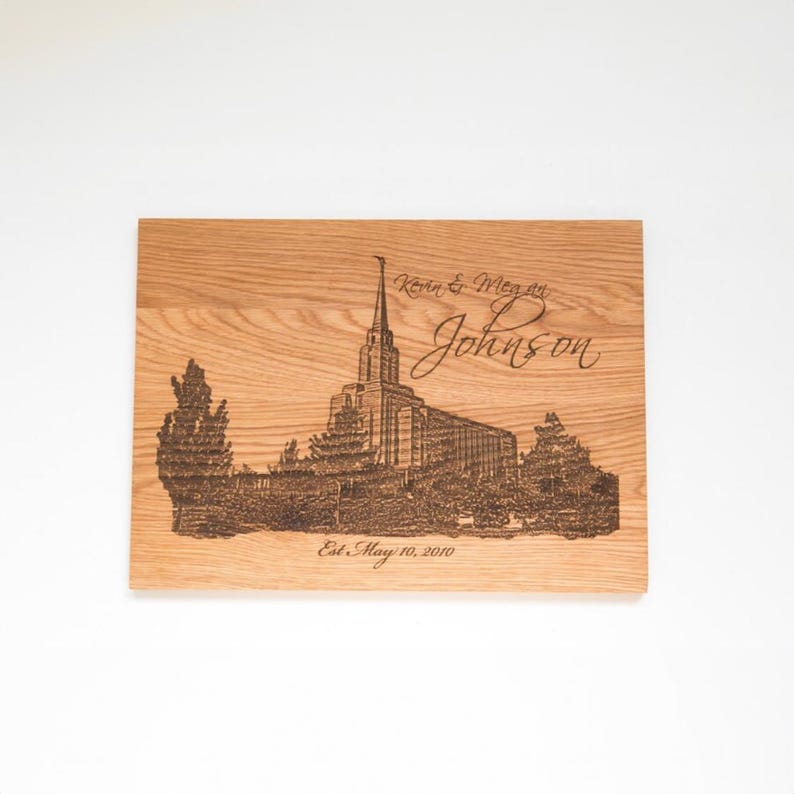Personalized LDS Temple Sign Engraved on Wood, Custom Mormon Plaque ...