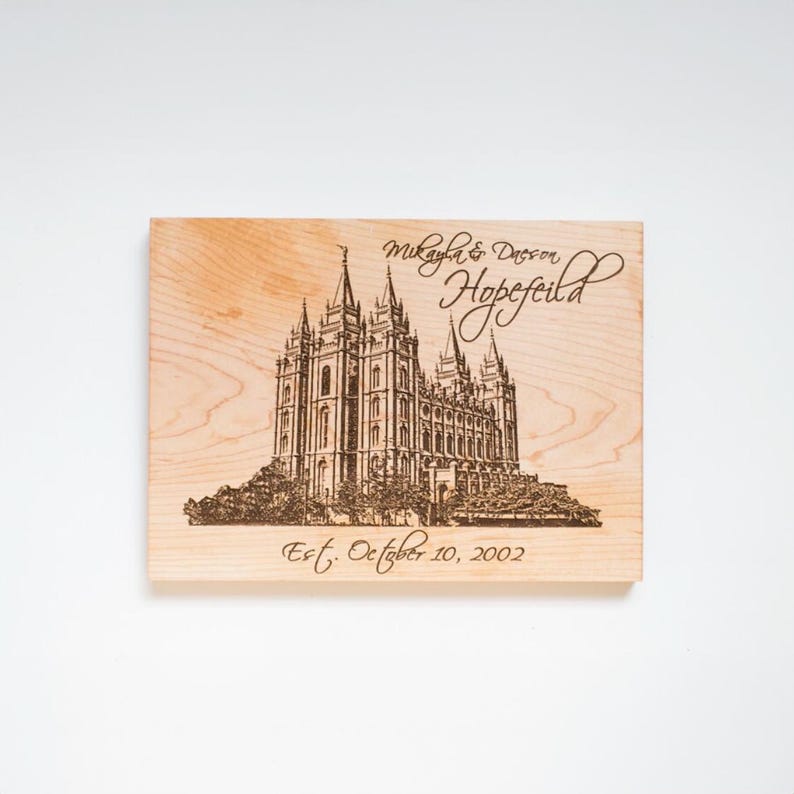 Personalized LDS Temple Sign Engraved on Wood, Custom Mormon Plaque ...
