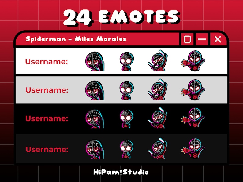24 Miles Morales Spiderman Emoticons for Twitch - Etsy