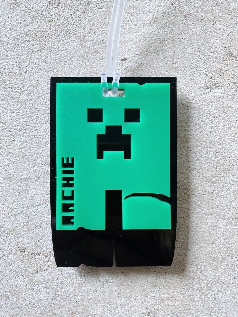 Minecraft XL Bag Tag Mine Craft Luggage Tag Bag Tag Back to School Key ...