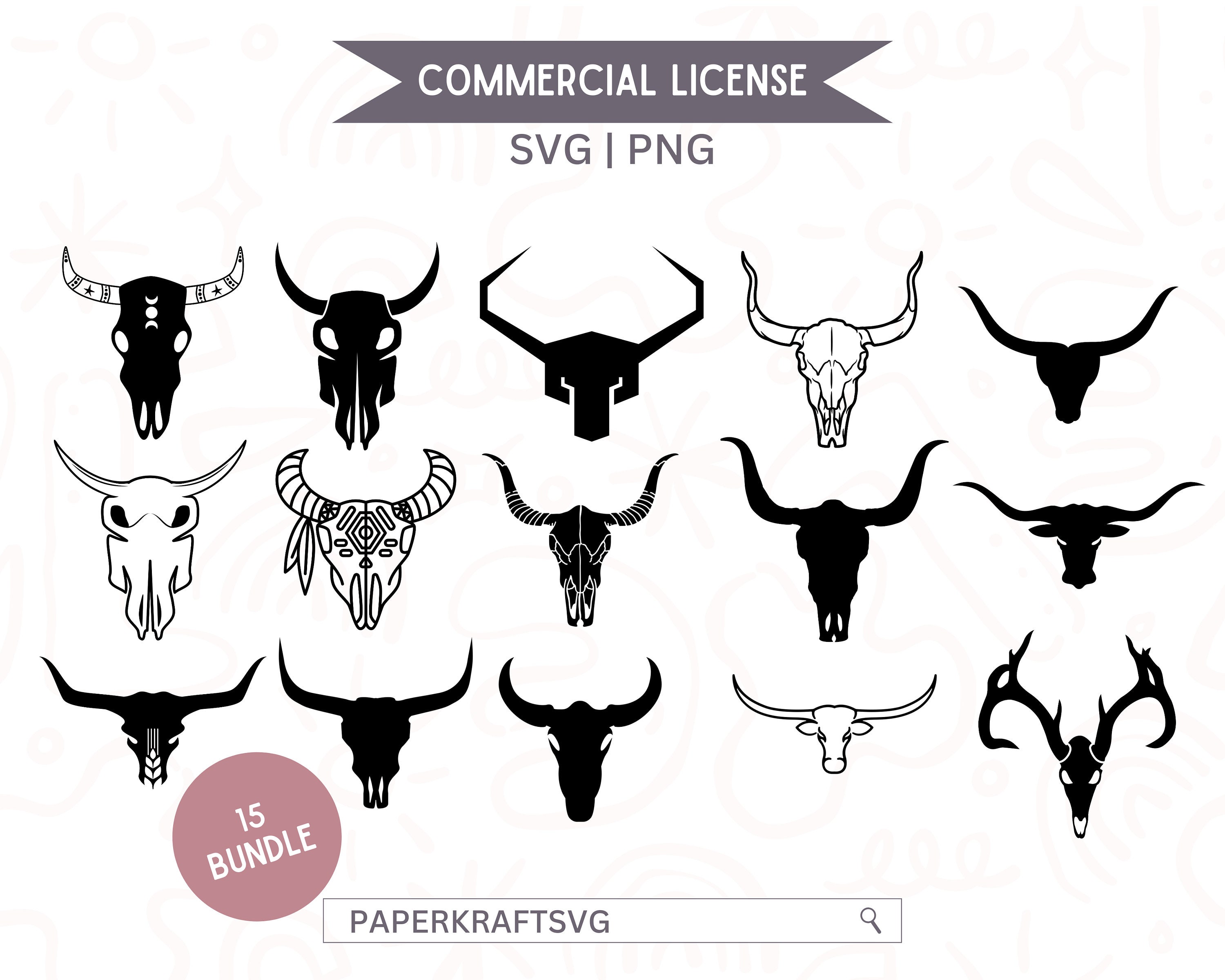 LONGHORN HEAD SVG Cráneo de toro Svg Cráneo de cuerno largo - Etsy México