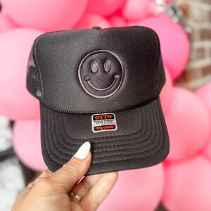 Smiley Trucker Hat, Snapback Trucker Hat, Embroidered Trucker Hat - Etsy