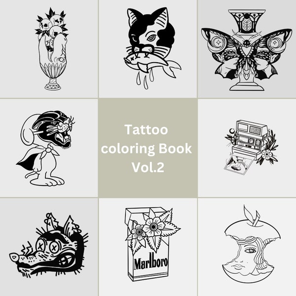 Tattoo Coloring Book - Etsy
