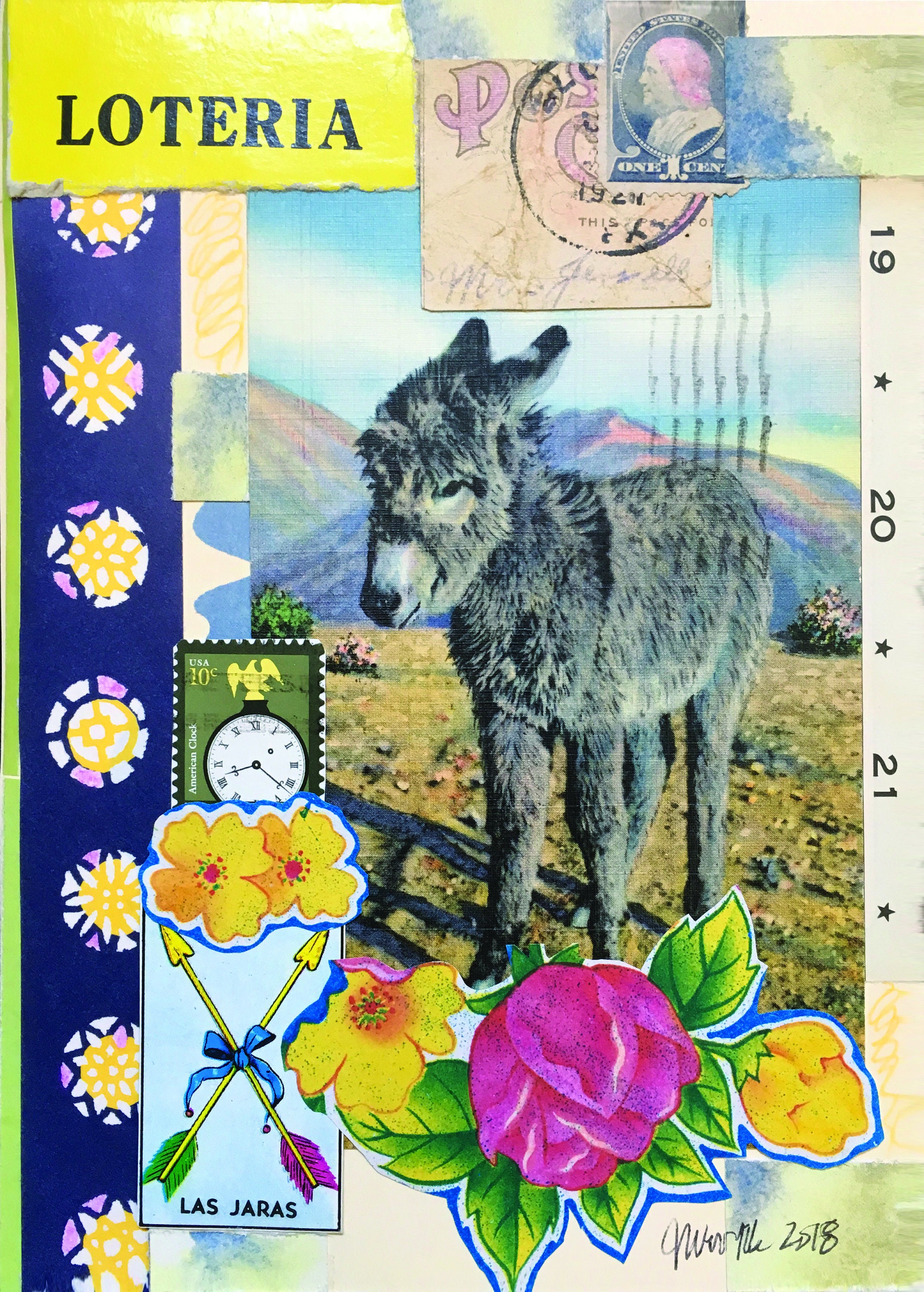 Loteria, Collage, Blank Card, Greeting Card, Donkey, Vintage, Southwest ...