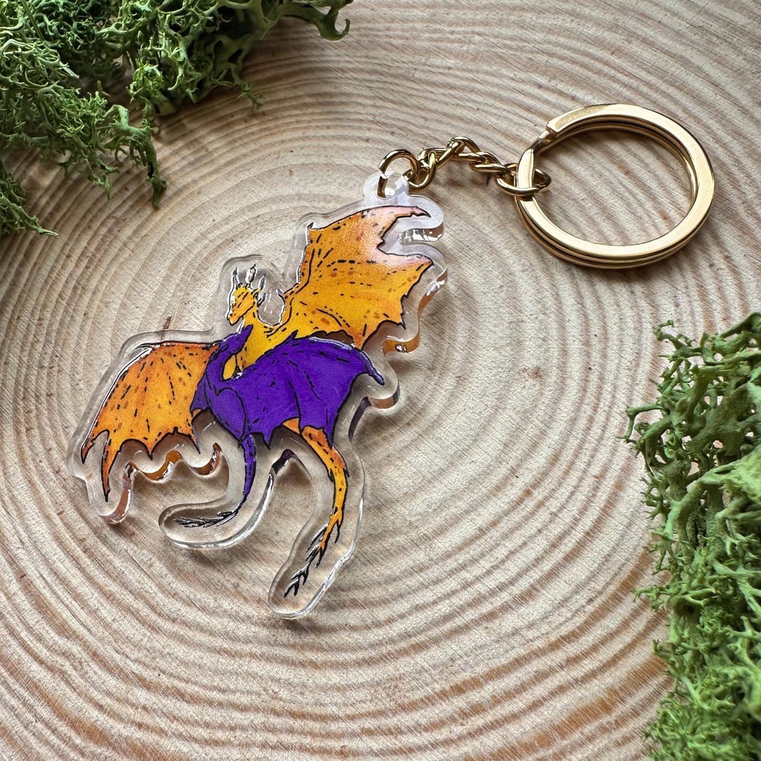 Dance of the Dragons Double-sided Acrylic Keychain | Stainless Steel ...