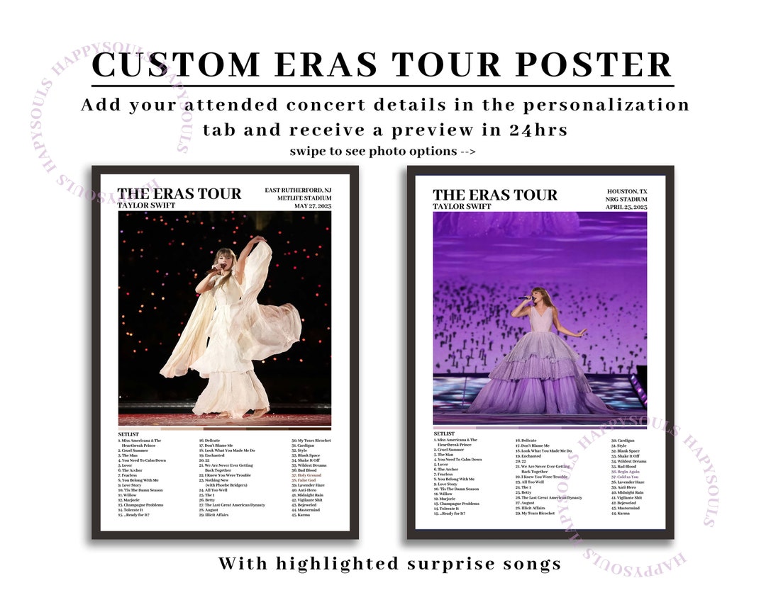 Eras Tour Custom Poster With Seat and Venue Details, Eras Tour Wall ...