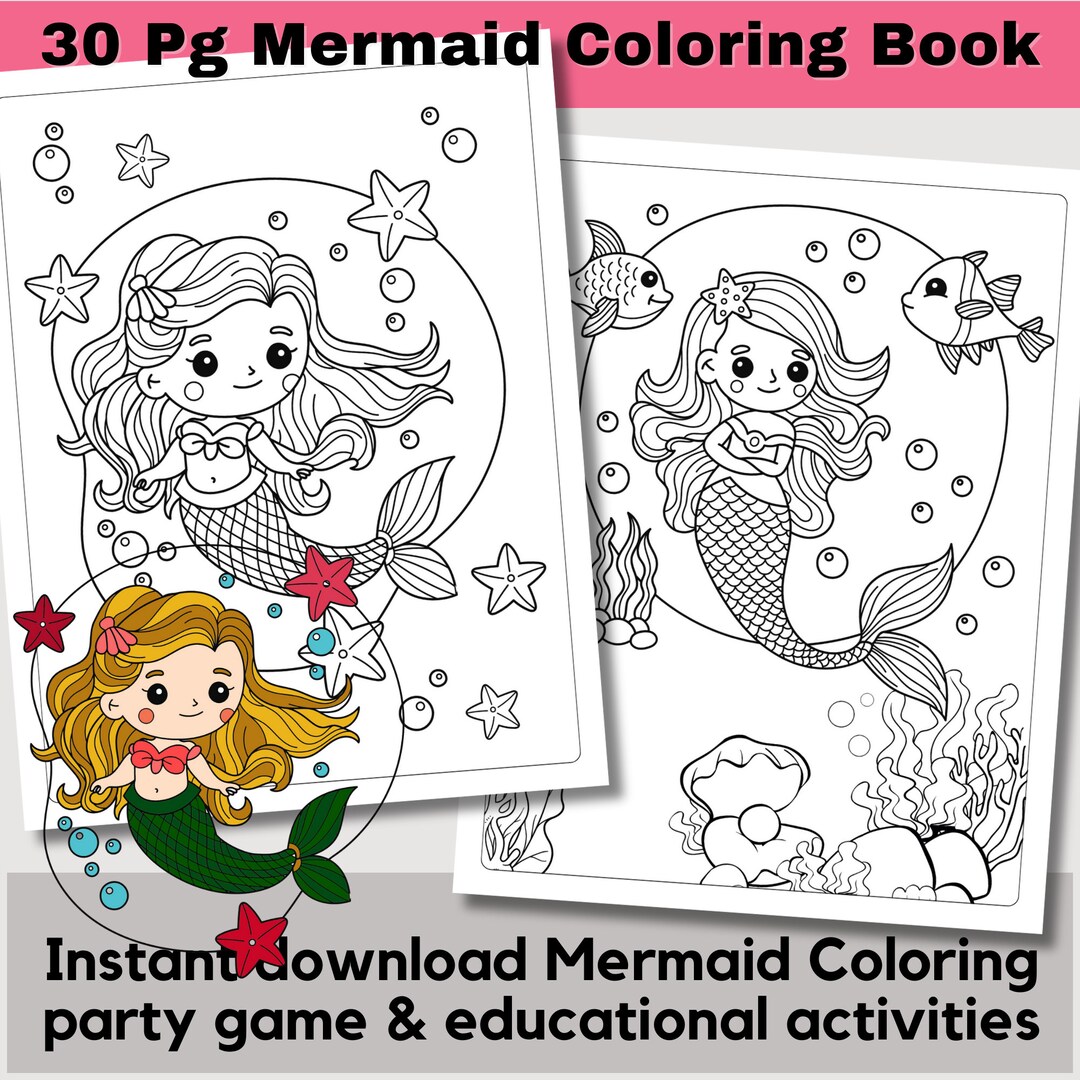Mermaid Coloring Pages for Kids Little Mermaid Coloring Book Mermaid ...