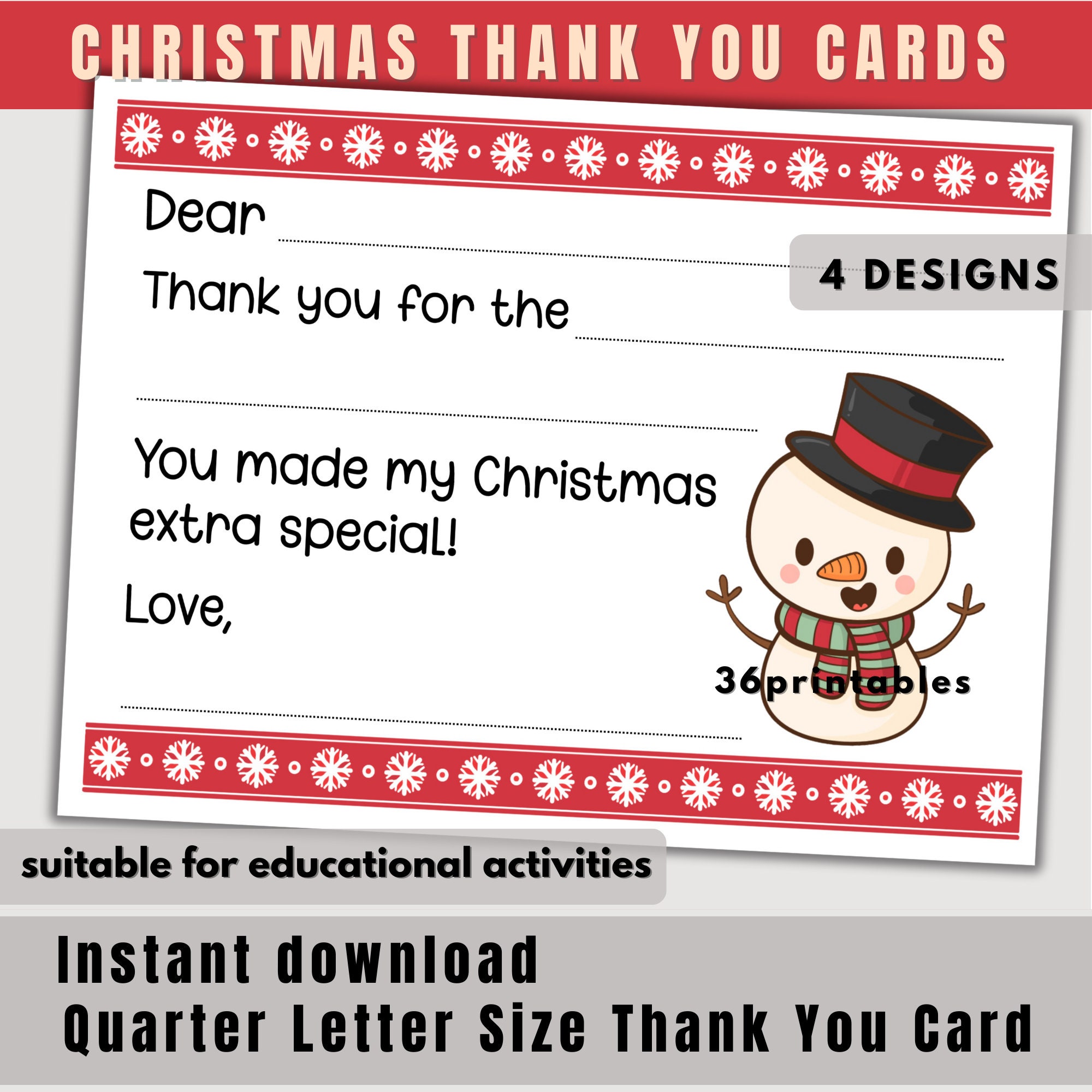 Printable Christmas Thank You Cards for Teachers Kid Crafts Educational ...