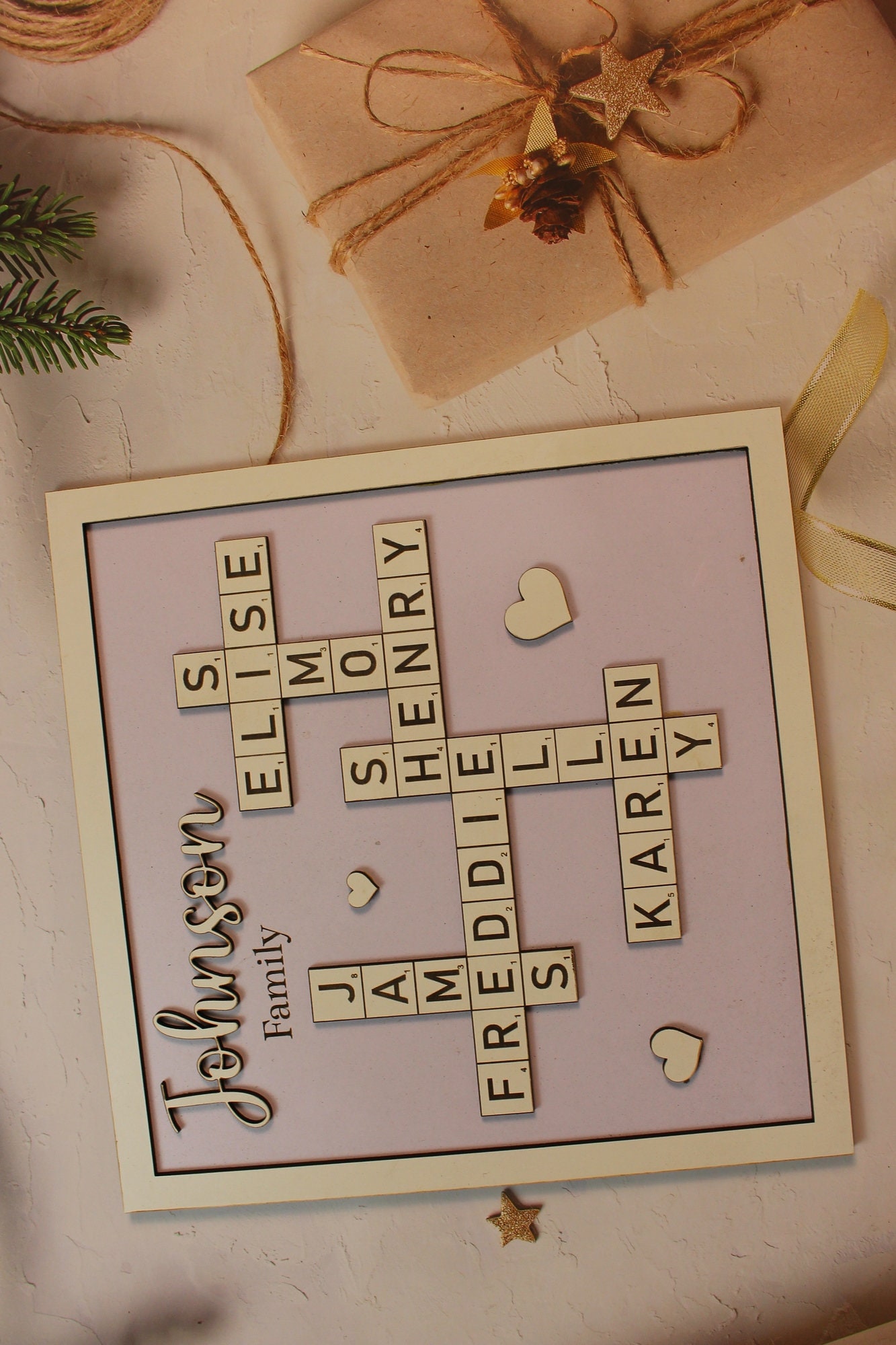 Family Names Crossword Puzzle Wood Sign Scrabble Tile Farmhouse Sign ...