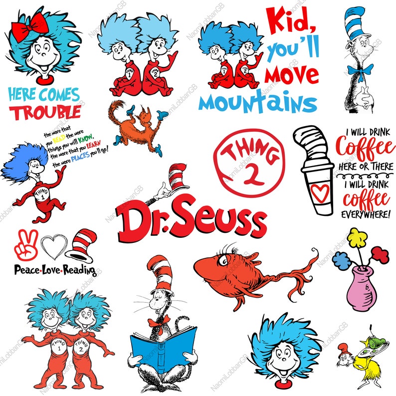 90 Dr Seuss Svg-png Mega Bundle Gato en el sombrero SVG Dr - Etsy México