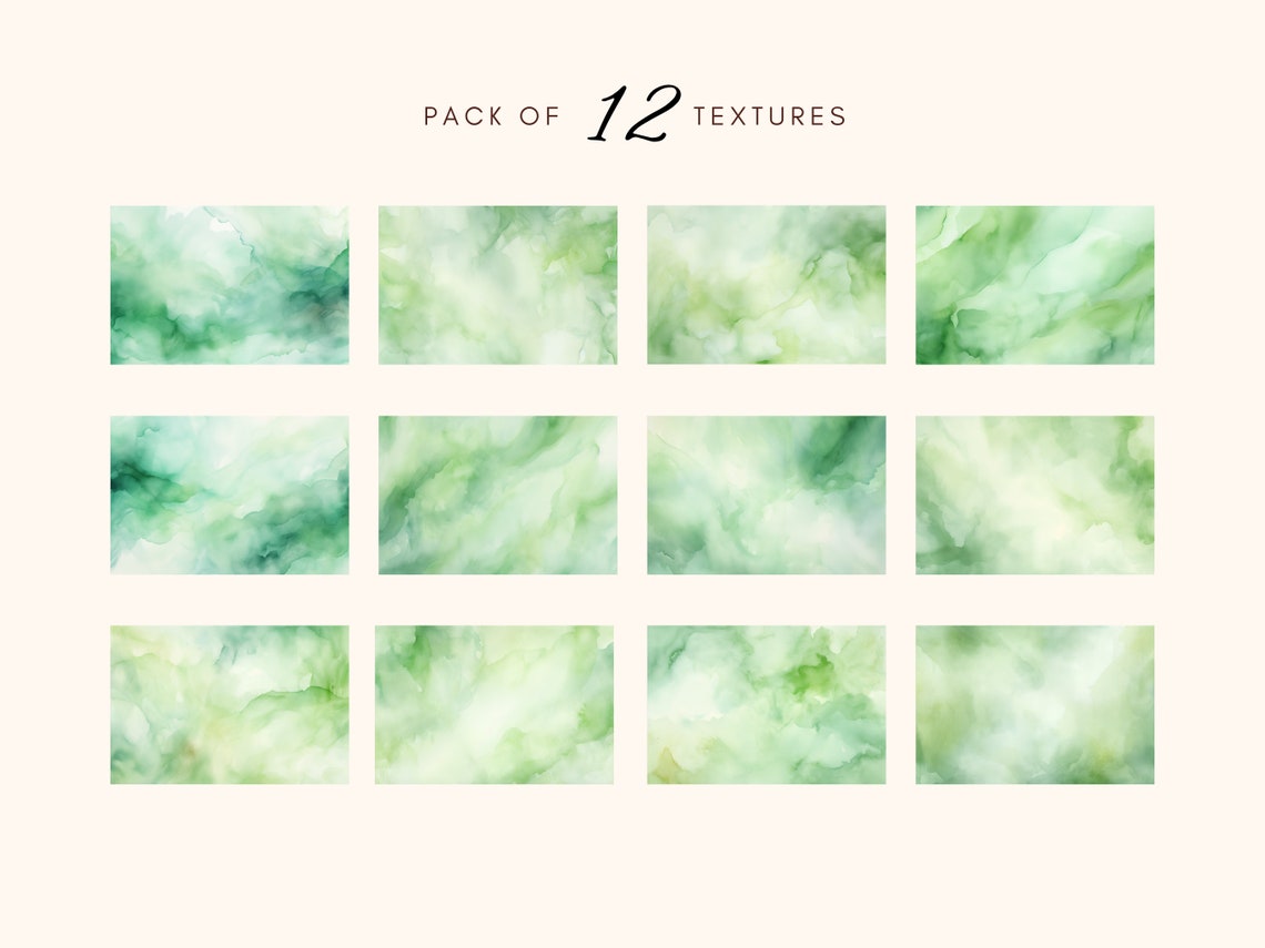 Green Watercolour Texture Clip Art | Digital Paper Pack | Washes Pack ...