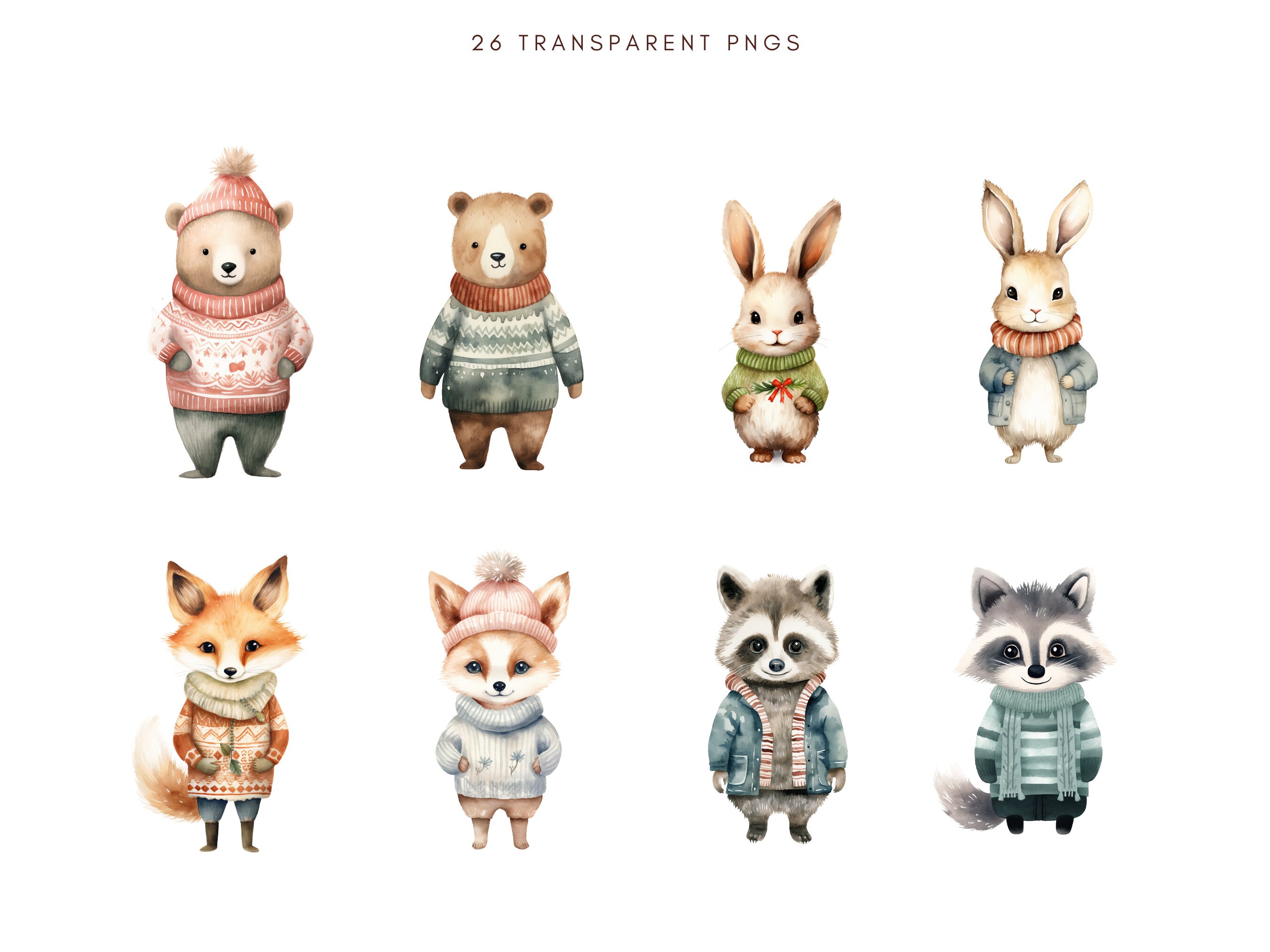 Boho Woodland Animal Clipart Baby Shower Watercolor Autumn Winter Kids ...