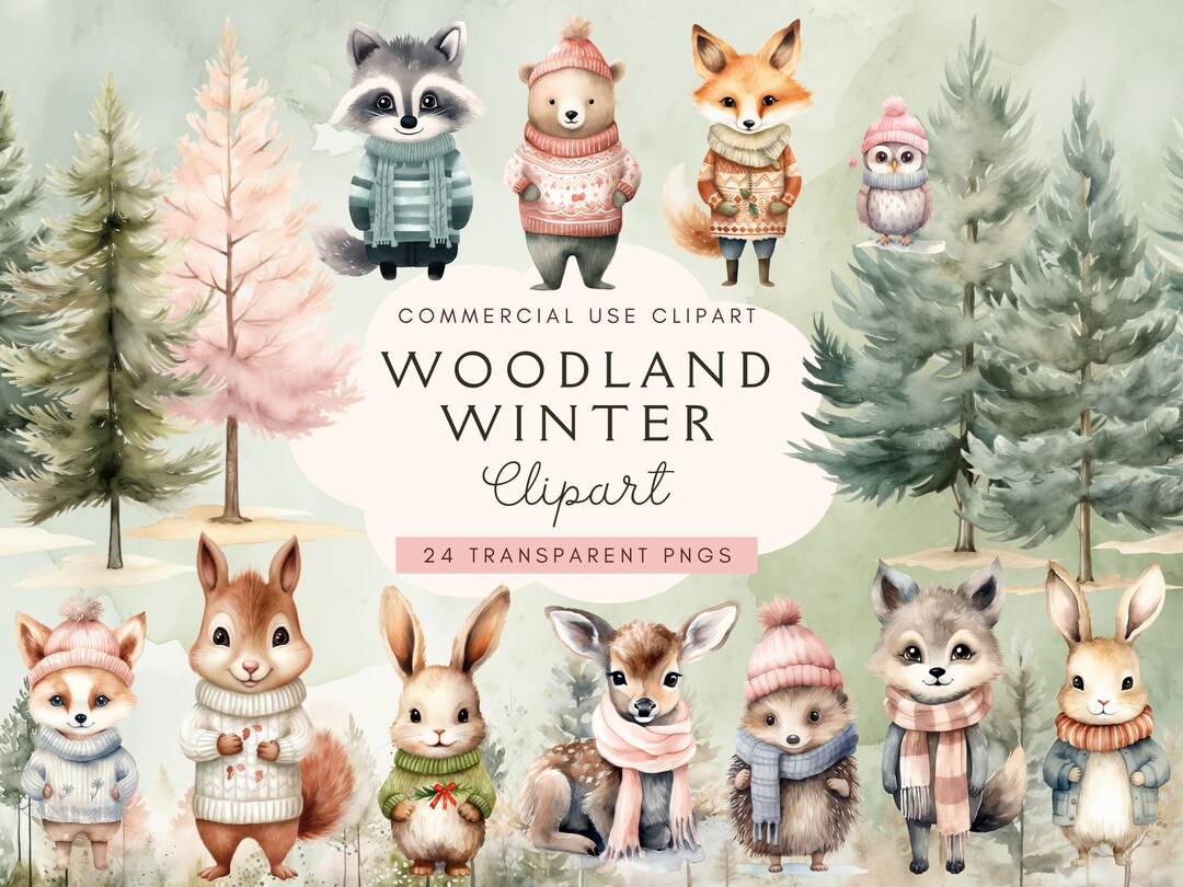 Boho Woodland Animal Clipart | Baby Shower | Watercolor Autumn Winter ...