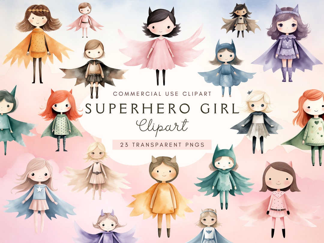 Superhero Girl Clipart | Superhero Watercolor Clip Art | Instant ...