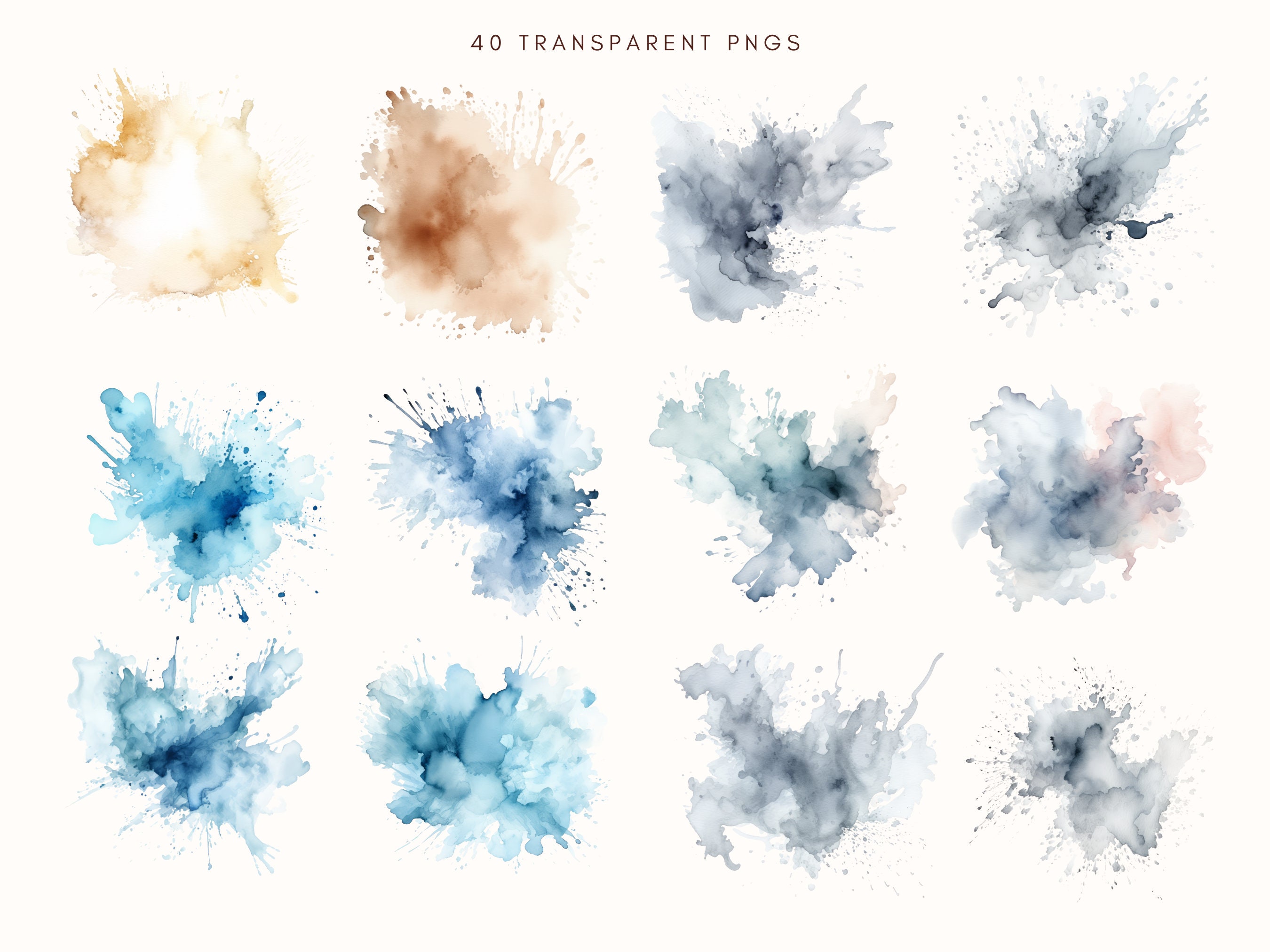 Neutral Watercolor Splash Clipart Splatter Brown Textures Backgrounds ...