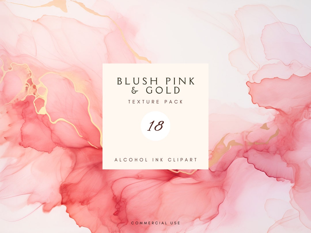 Alcohol Ink Watercolor Background | Blush Pink Gold Clipart | Fluid ...