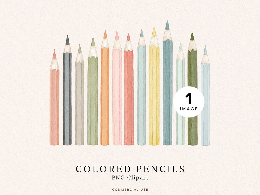 Colored Pencil Clipart | High-quality Digital Download | Rainbow ...