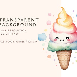 Rainbow Icecream Clipart | Ice Cream Clipart | Cute Kawaii Png ...