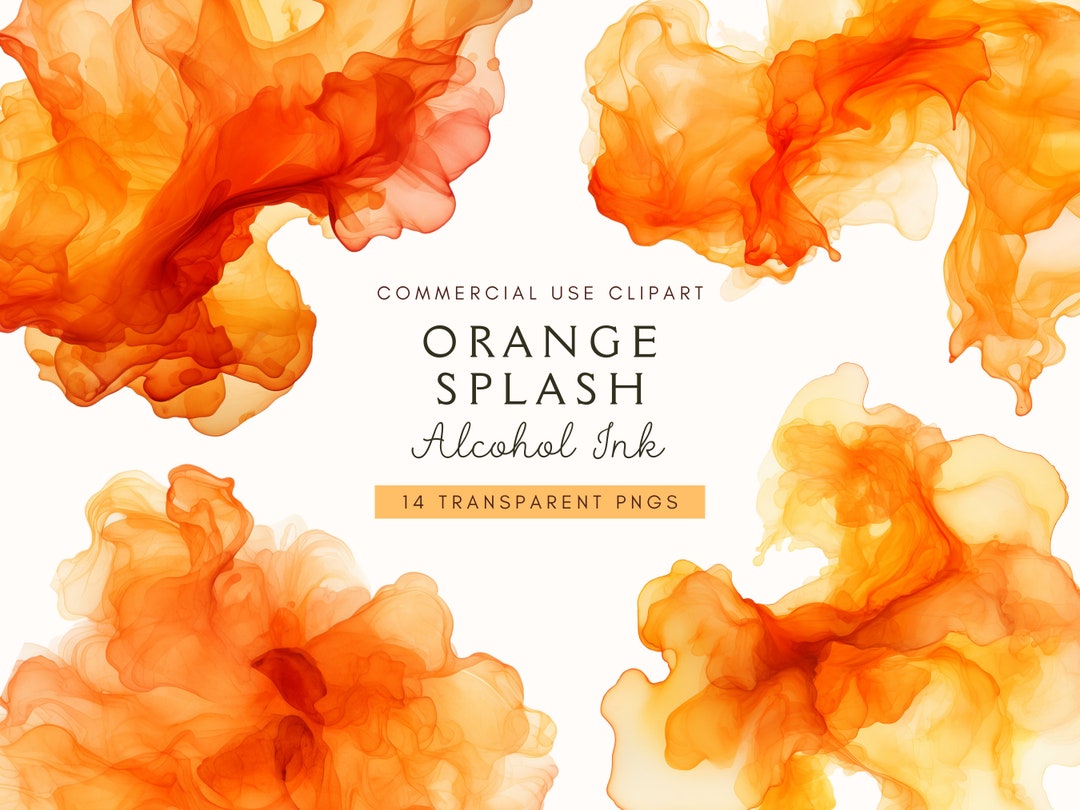 Orange Color Splash Clipart | Alcohol Ink Png | Watercolor Splash ...