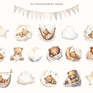 Sleeping Teddy Bears Clipart | Neutrals | Teddy Bear Clip Art | Baby ...