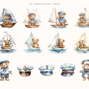 Cute Sailor Teddy Bear Clipart | Nautical Nursery | Under the Sea ...
