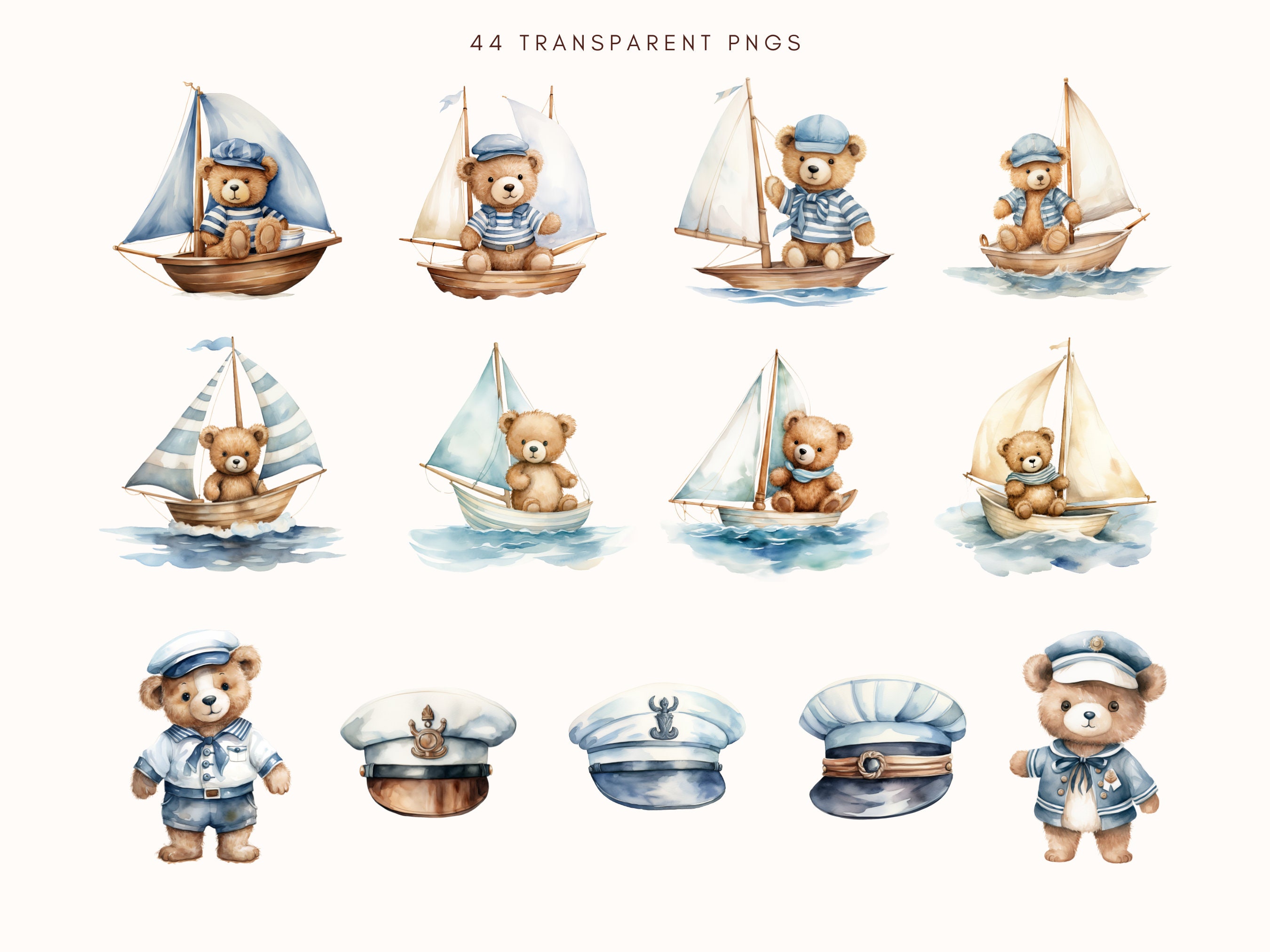 Cute Sailor Teddy Bear Clipart | Nautical Nursery | Under the Sea ...