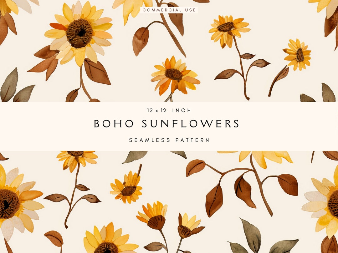 Seamless Files Sunflowers | Repeat Pattern | Boho Sunflower Pattern ...