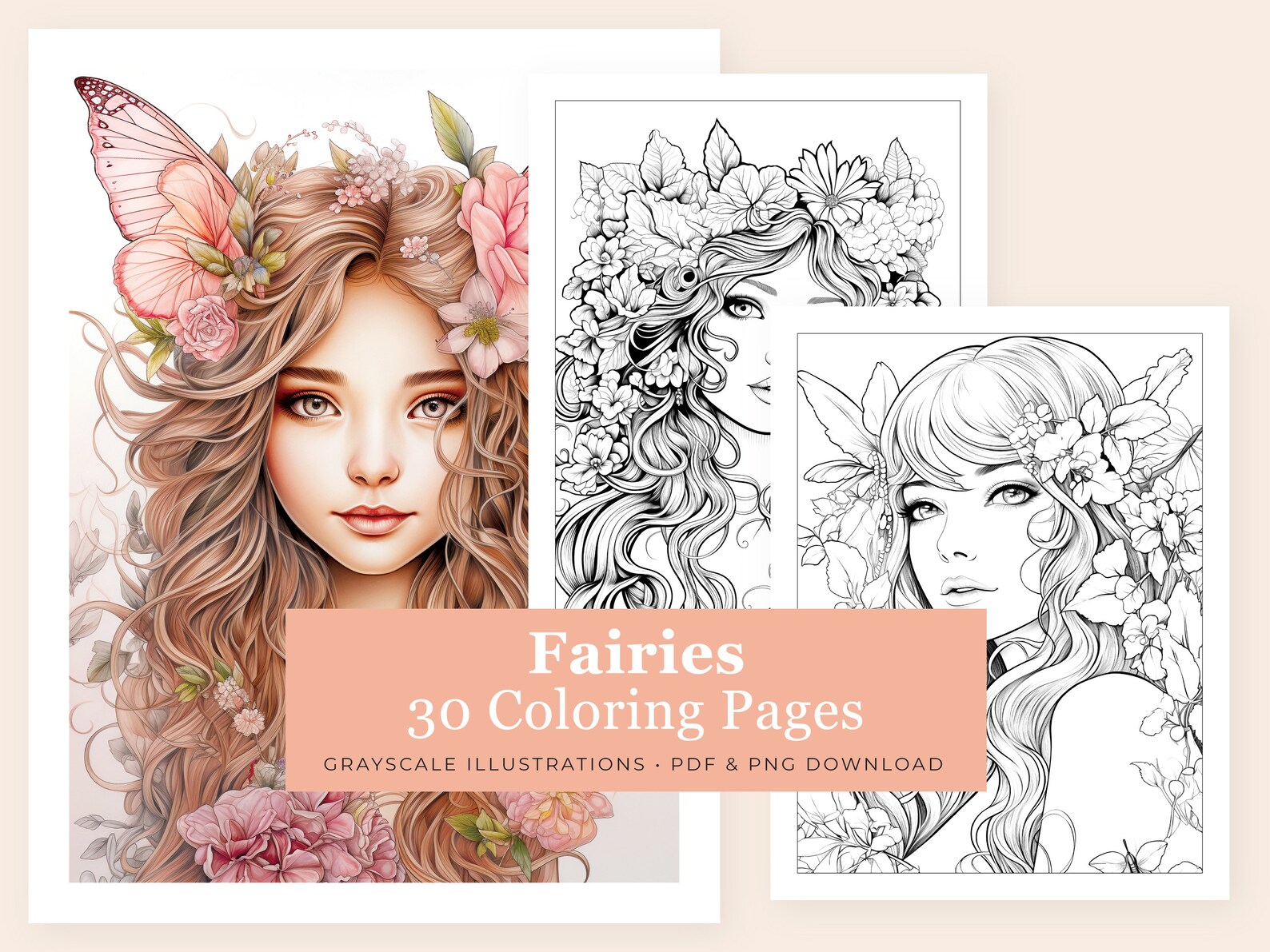 Printable Mindfulness Coloring Book Fairies Coloring Pages Adult ...