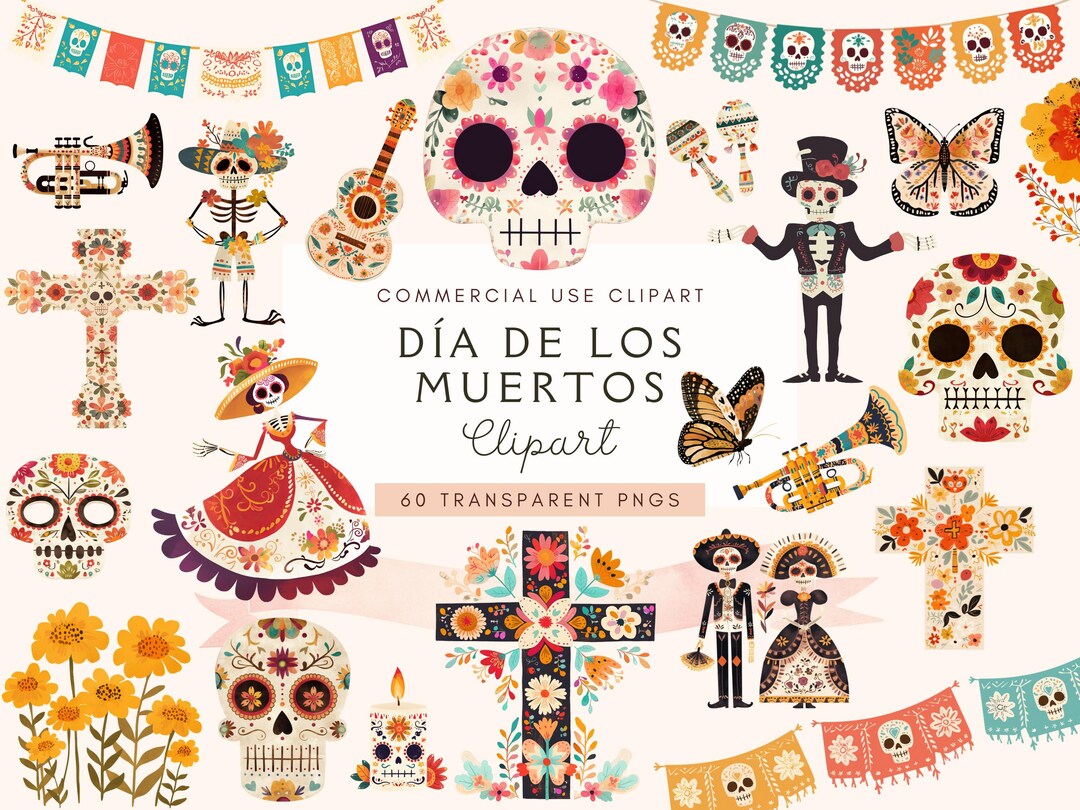Watercolor Día De Los Muertos Clipart | Sugar Skull PNG | Day of the ...