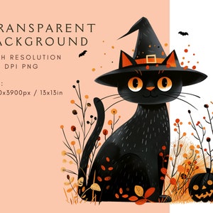 Quirky Cat Halloween Clipart | Black Cat Clip Art | Digital Paper Craft ...