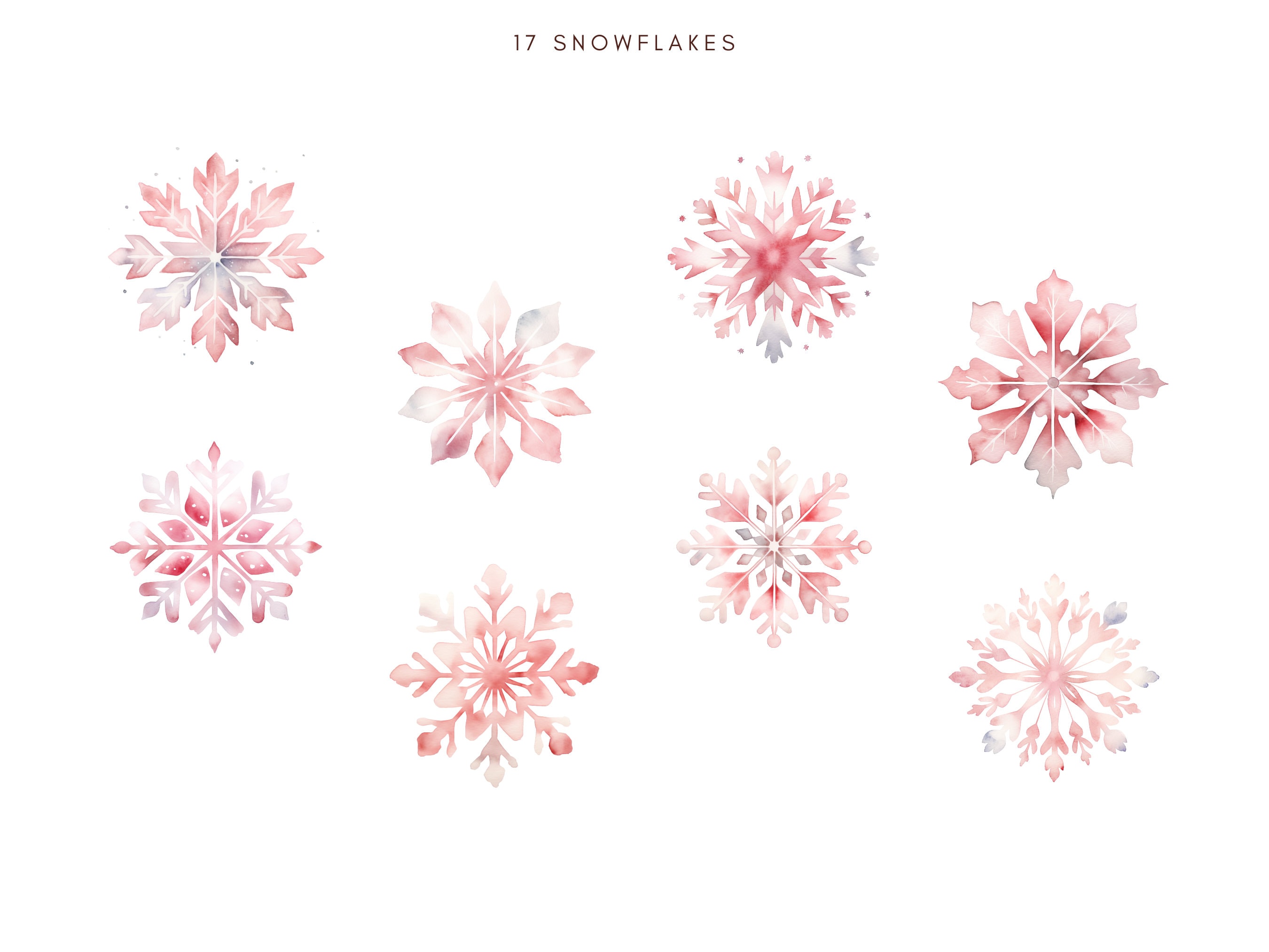 Pink Snowflakes Clipart Watercolor Winter Snowflakes Clip Art Christmas ...