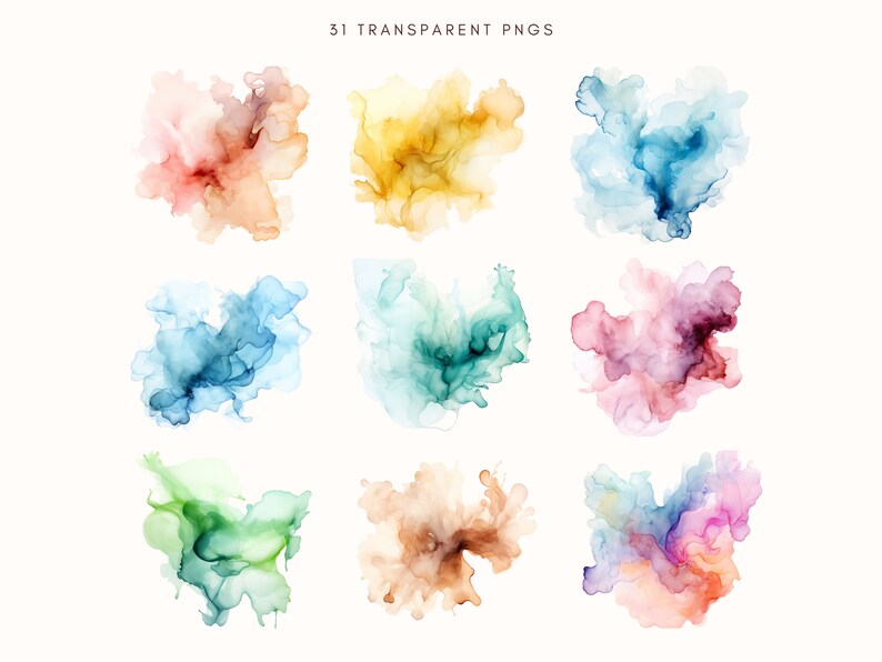 Pastel Color Splash Clipart | Alcohol Ink Png | Watercolor Splash ...