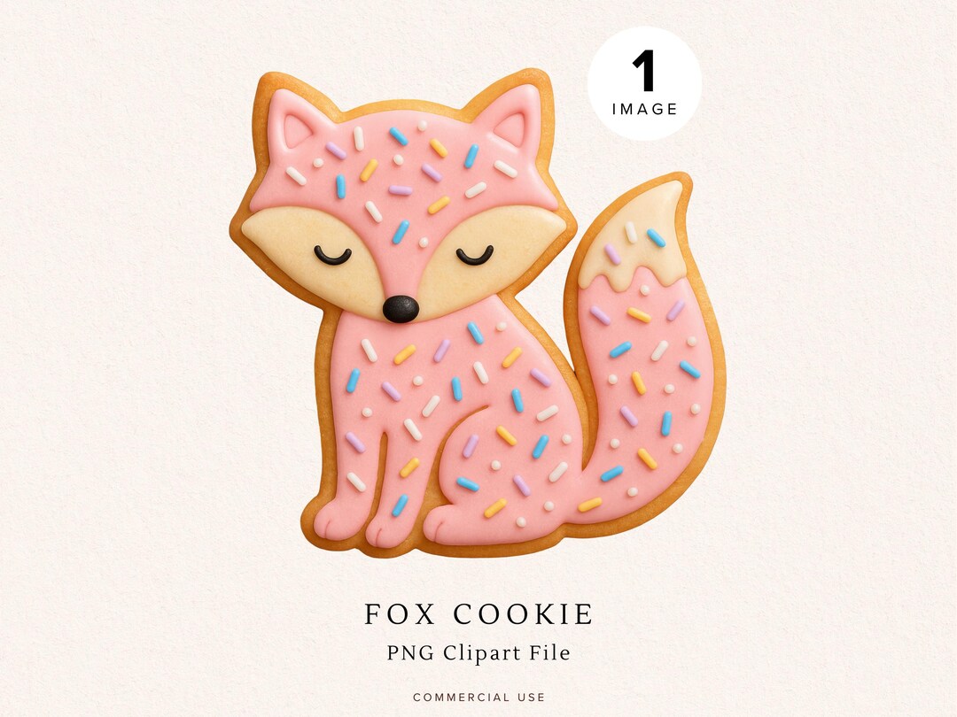 Fox Cookie Clipart | Cute Cookie PNG for Crafts | Pink Iced Animal ...