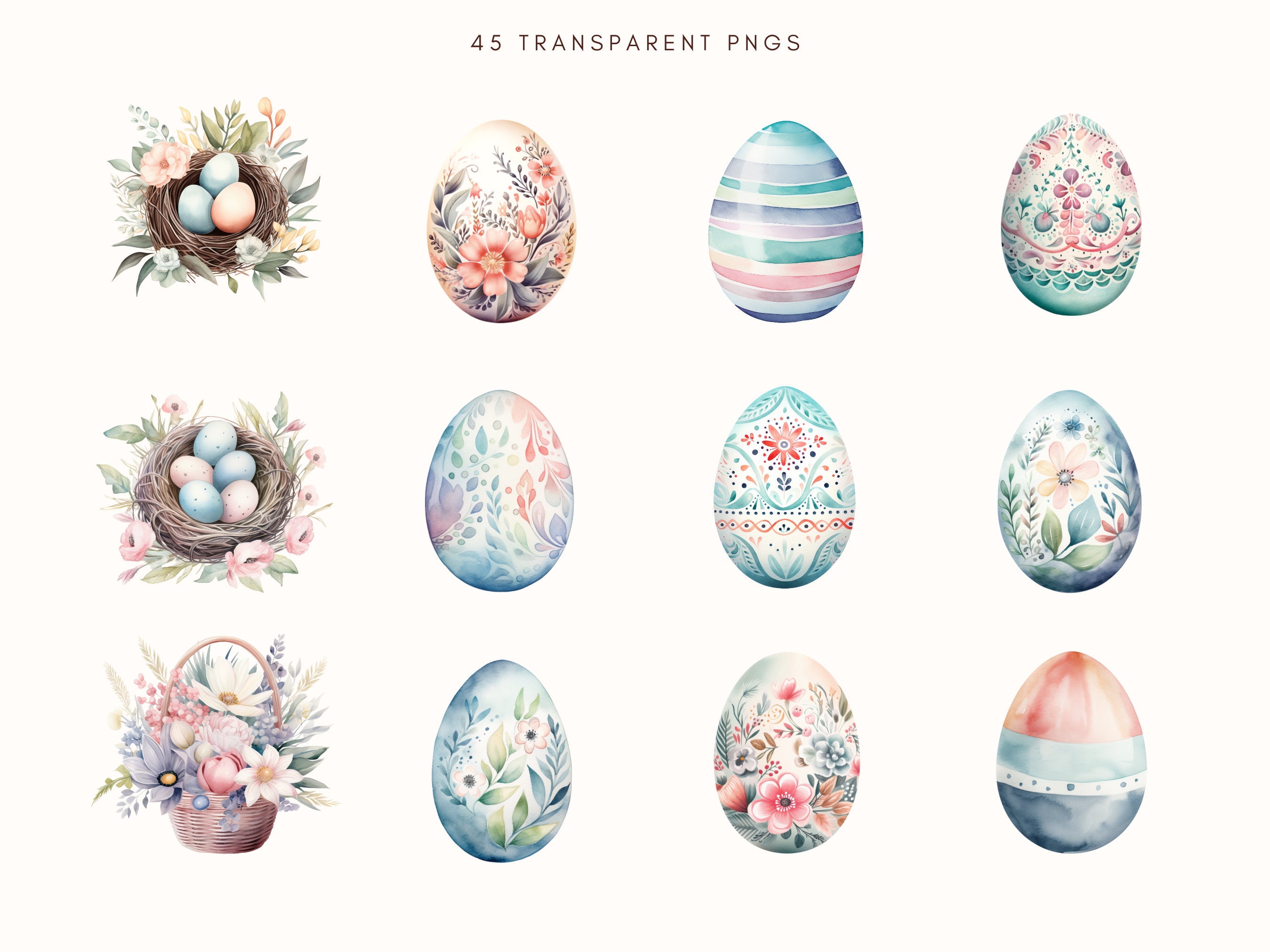 Watercolor Easter Bunny Clipart Bundle Easter Basket Clip Art Spring ...
