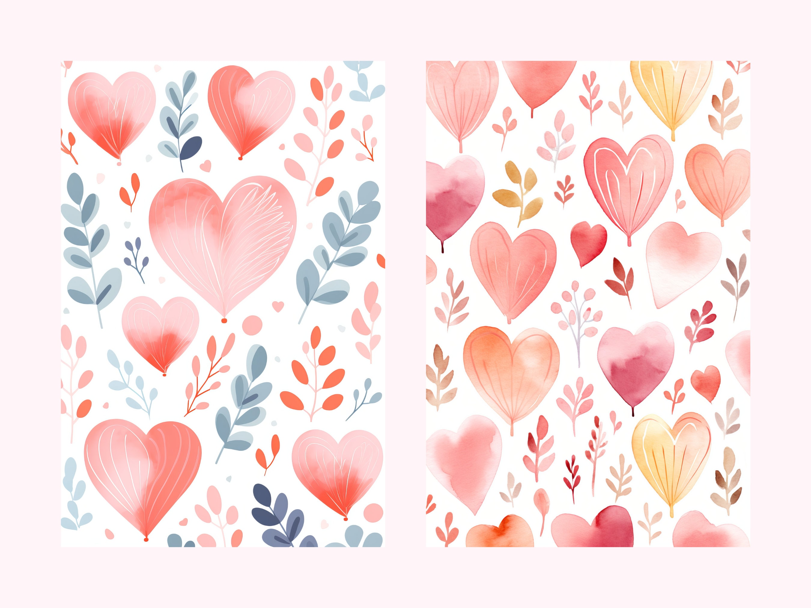 Sweet Heart Digital Paper Digital Paper Pack Scrapbook Paper Watercolor ...