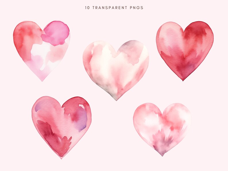 Watercolor Hearts Clipart Valentines Day Scrapbook Wedding Clip Art ...