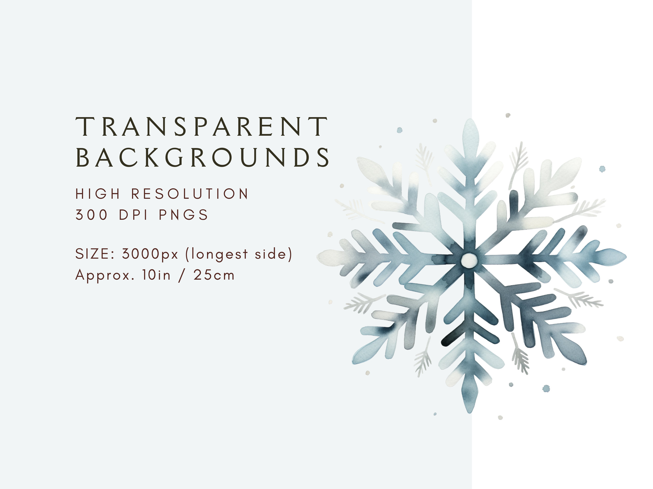 Snowflake Clipart Bundle Watercolor Clipart Snow Holiday Clipart Winter ...