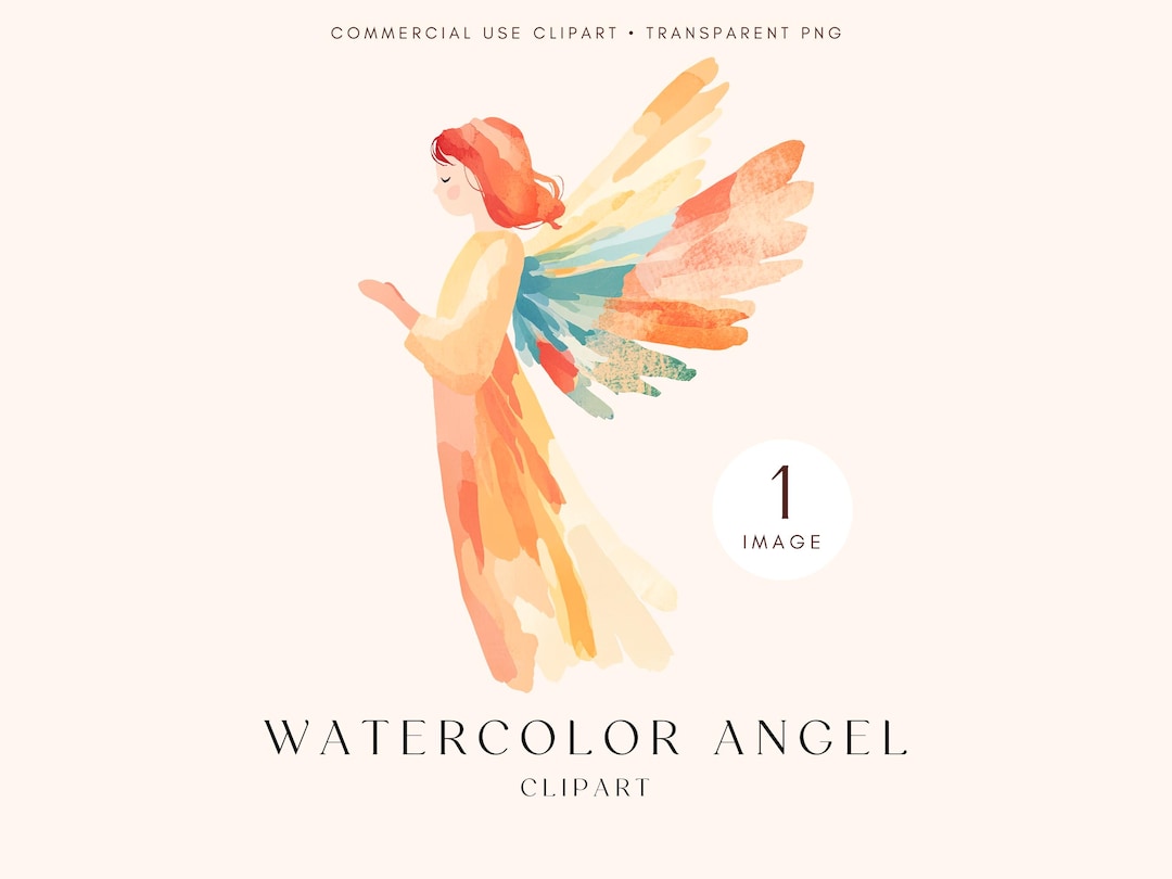 Watercolor Angel Clipart | Vintage Christmas Angel | Baptism Clip Art ...