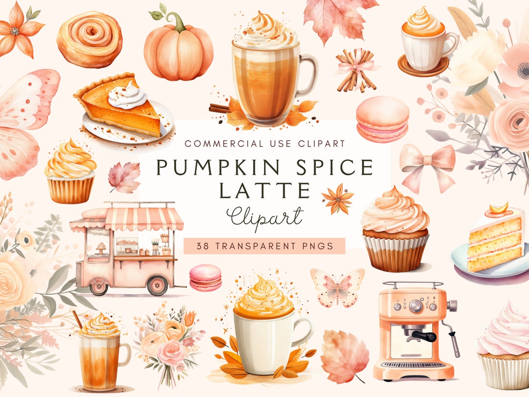 Pumpkin Spice Latte Clipart | Cute Autumn Coffee PNG | Images | Fall ...