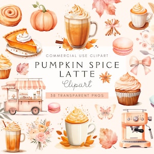 Pumpkin Spice Latte Clipart | Cute Autumn Coffee PNG | Images | Fall ...