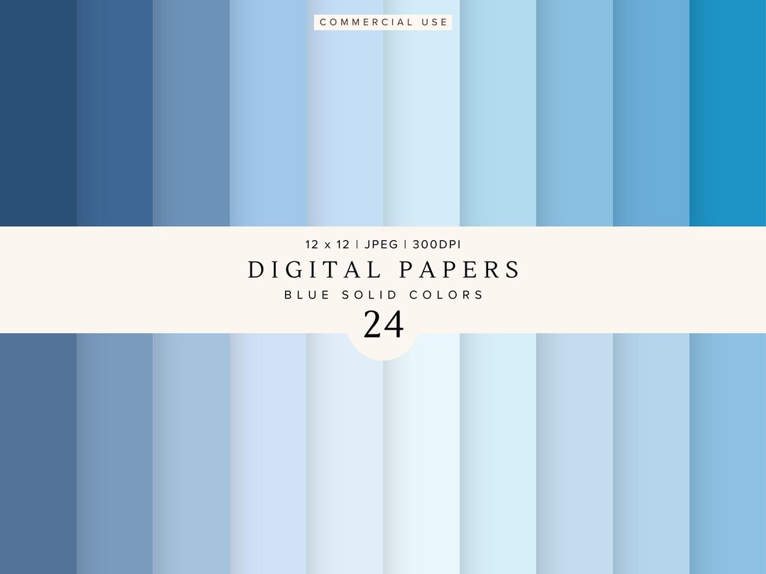Blue Digital Paper Pack | Solid Colours of Blue Shades | 12x12 JPEGS ...