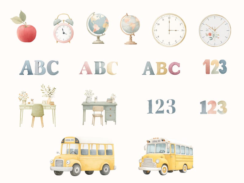 Pastel School Clipart | Back to School Graphics | Teacher Clipart ...