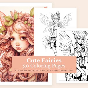 Printable Mindfulness Coloring Book | Cute Fairies | 30 Coloring Pages ...