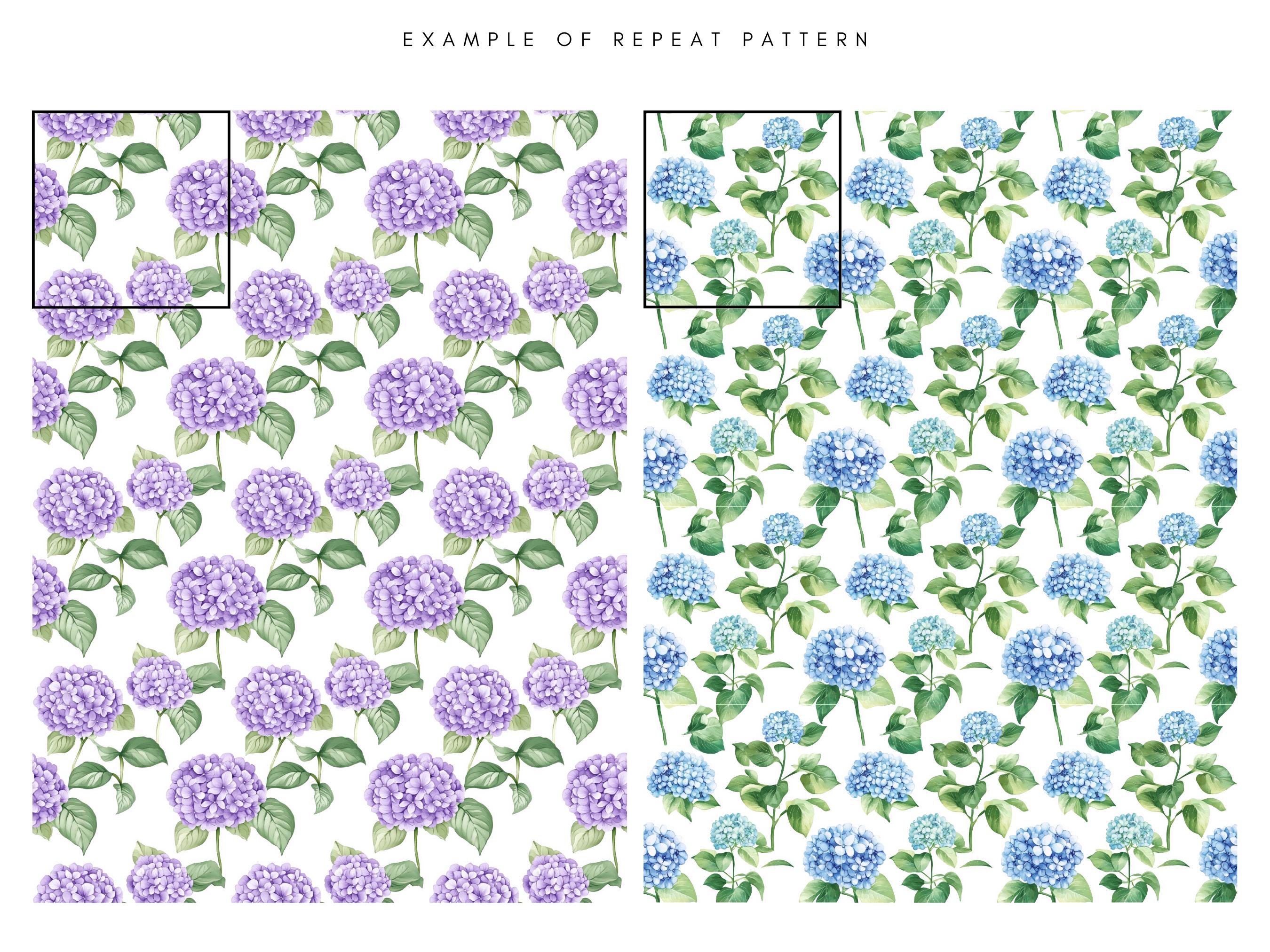 Hydrangeas Seamless Pattern | Watercolor Repeatable Pattern | Blue ...