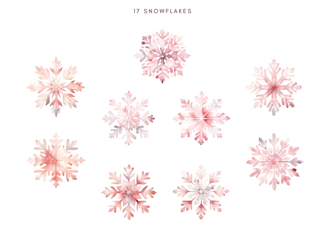 Pink Snowflakes Clipart Watercolor Winter Snowflakes Clip Art Christmas ...
