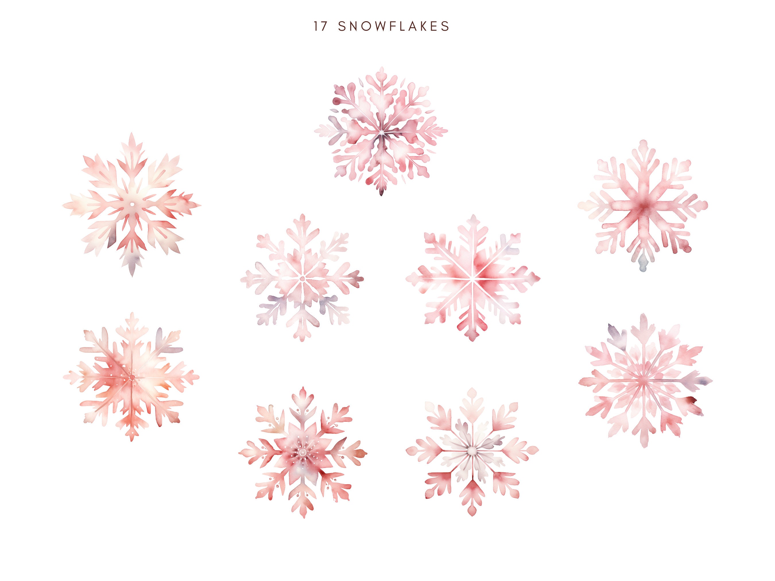 Pink Snowflakes Clipart Watercolor Winter Snowflakes Clip Art Christmas ...