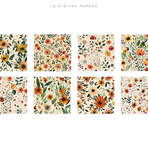 Fall Seamless Pattern Bundle | Floral Digital Paper PNG | Graphics ...