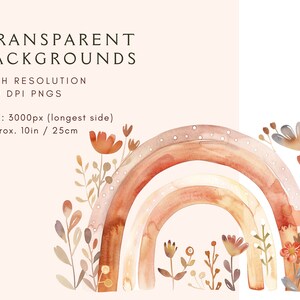 Boho Rainbow Florals Clipart | Commercial Use | Watercolor Boho Clip ...