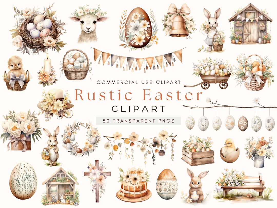 Rustic Easter Easter Bunny Clipart Png Farmhouse Easter Spring ...